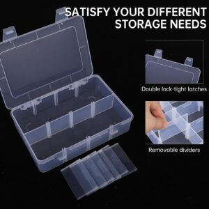 Plastic Organizer Box Bead Organizer Clear Snackle Box Container with Dividers 8 Grid Organizer Small Tackle Box Craft Storage Box for Tapes Jewelry Candies Snacks Small Parts