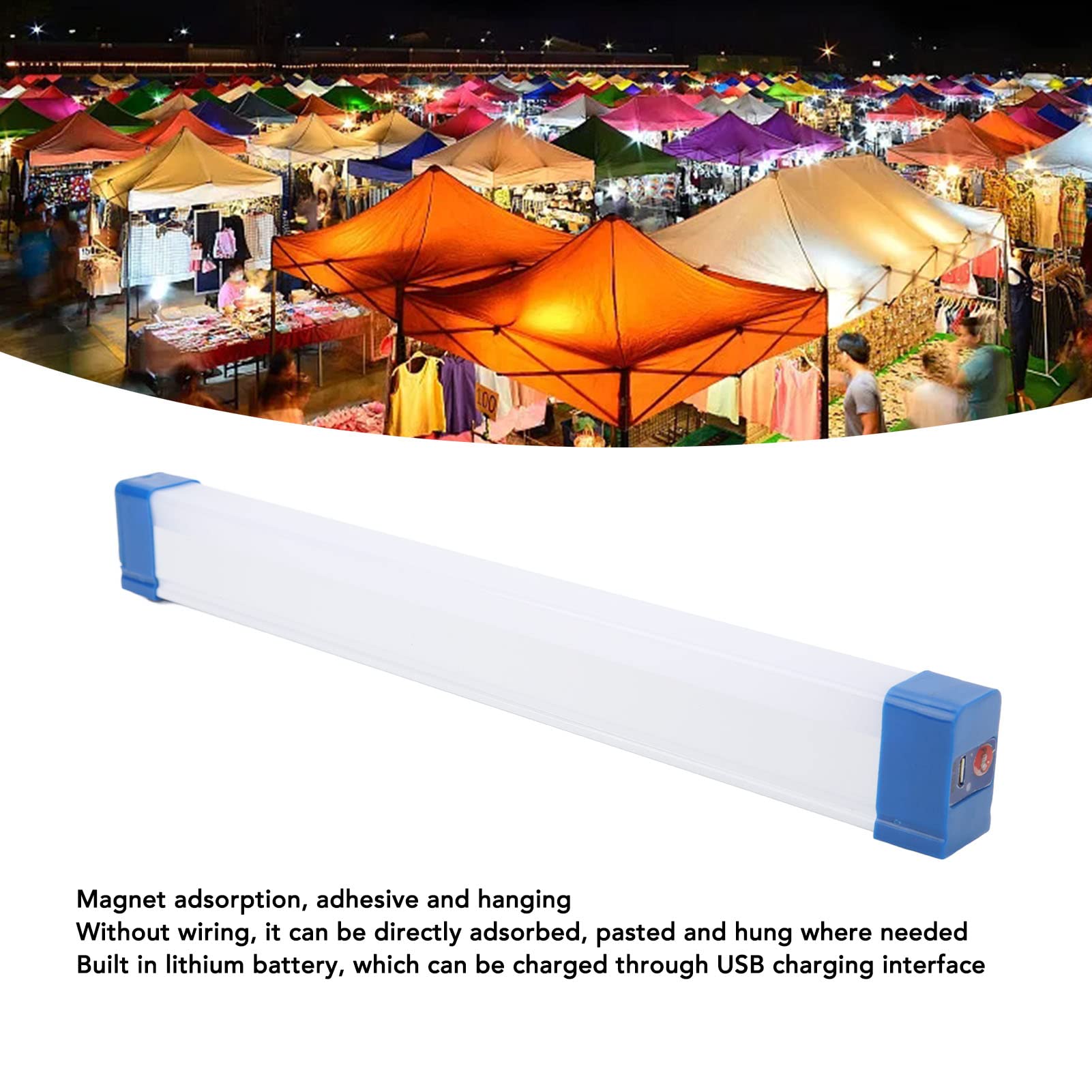 LED Emergency Light Tube, Energy Saving Lamp Beads USB Charging Induction Lamp for Night Market Stall Stairs