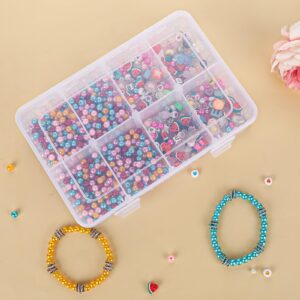 Plastic Organizer Box Bead Organizer Clear Snackle Box Container with Dividers 8 Grid Organizer Small Tackle Box Craft Storage Box for Tapes Jewelry Candies Snacks Small Parts