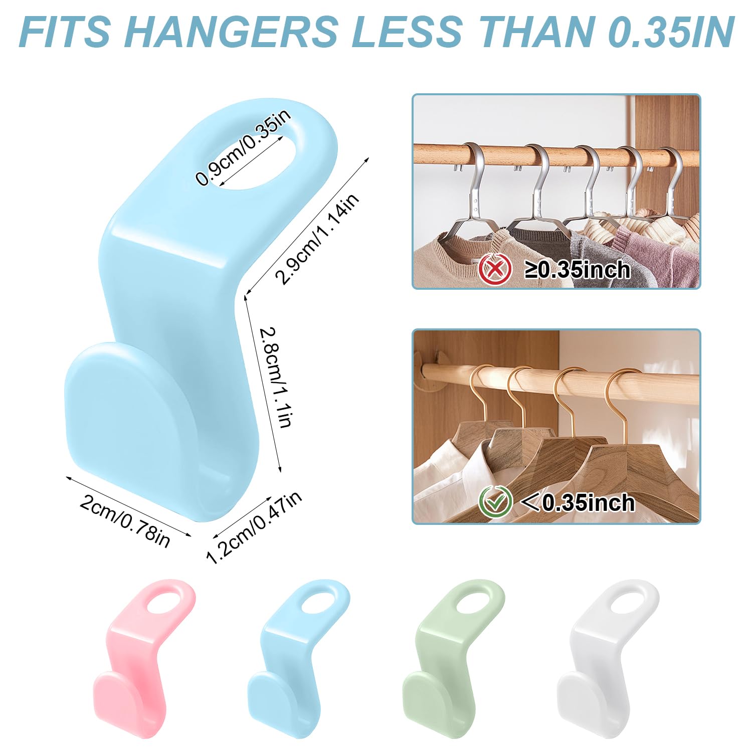 50 PCS Space Saving Hanger - Clothes Hanger Connector Hooks, Stacking Hanger Hooks Space Saver, Plastic Closet Organizers and Storage Hanger Extender for Heavy Duty Cascading Connection Hook (White)