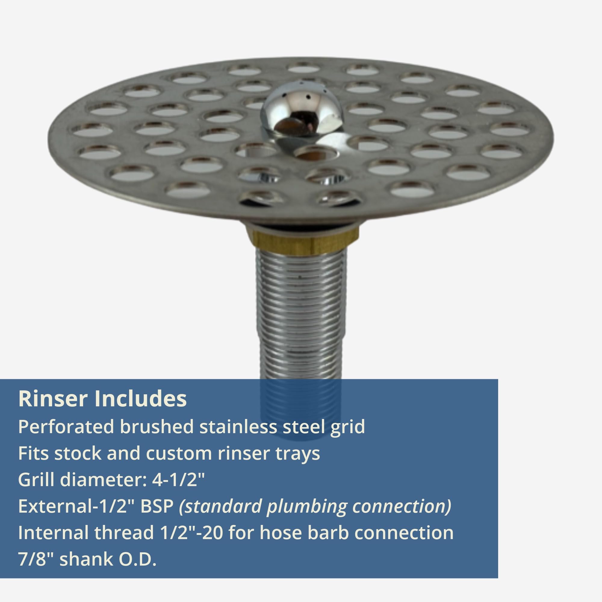 Commercial Stainless Steel Glass Rinser, 4.5" Grid, Chrome Plated Brass Shank Shirron