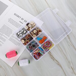 Plastic Organizer Box Bead Organizer Clear Snackle Box Container with Dividers 8 Grid Organizer Small Tackle Box Craft Storage Box for Tapes Jewelry Candies Snacks Small Parts