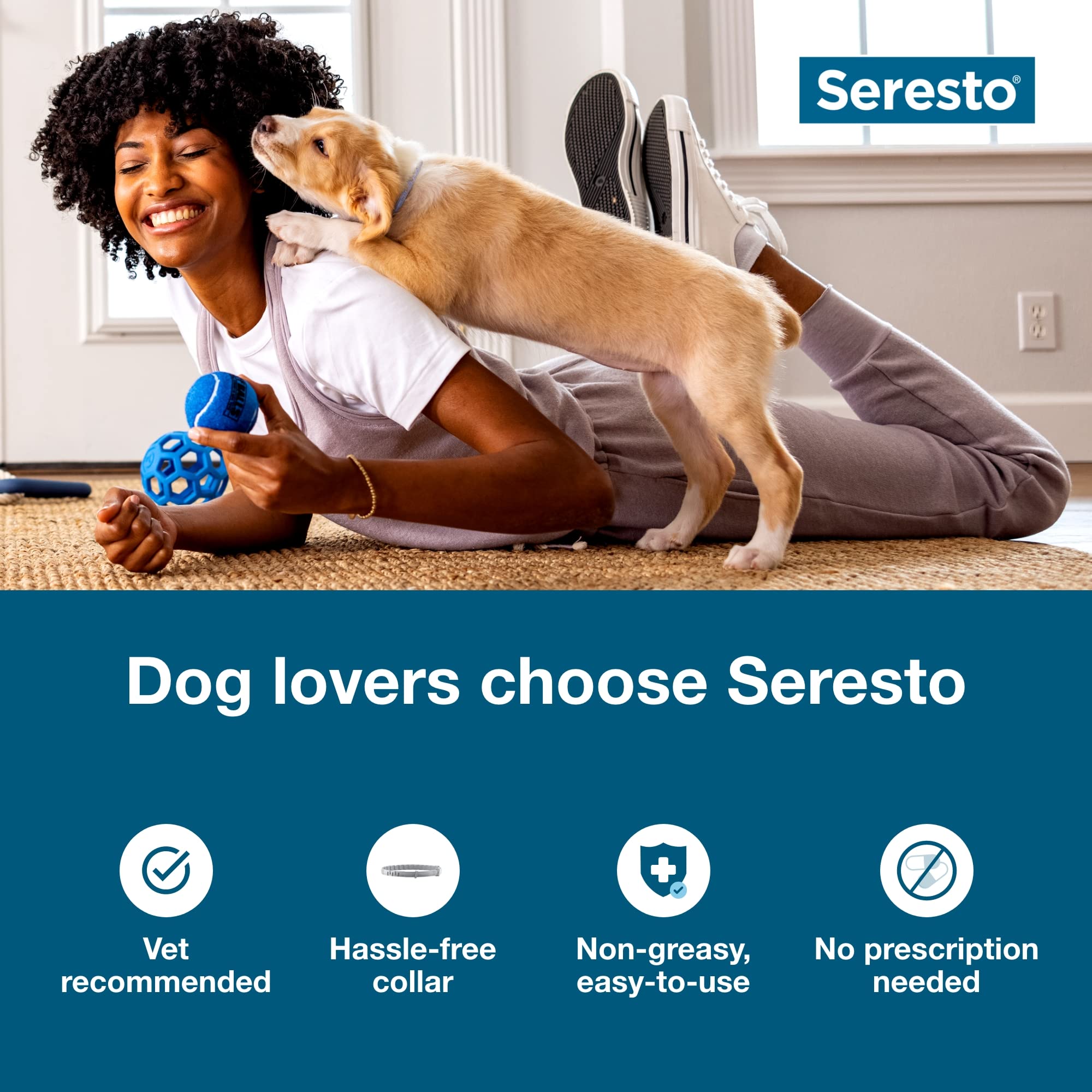 Bundle of Seresto Small Dog Collar for Dogs Under 18 lbs. + Pet Protect Dog Digestive Health Supplement 60 Chews