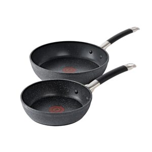 t-fal stone force platinum non stick fry pan set 2 piece, 8 inch and 10.5 inch, oven broiler safe 400°f, cooking frying pans, kitchen skillets, pots and pans set nonstick, dishwasher safe, black