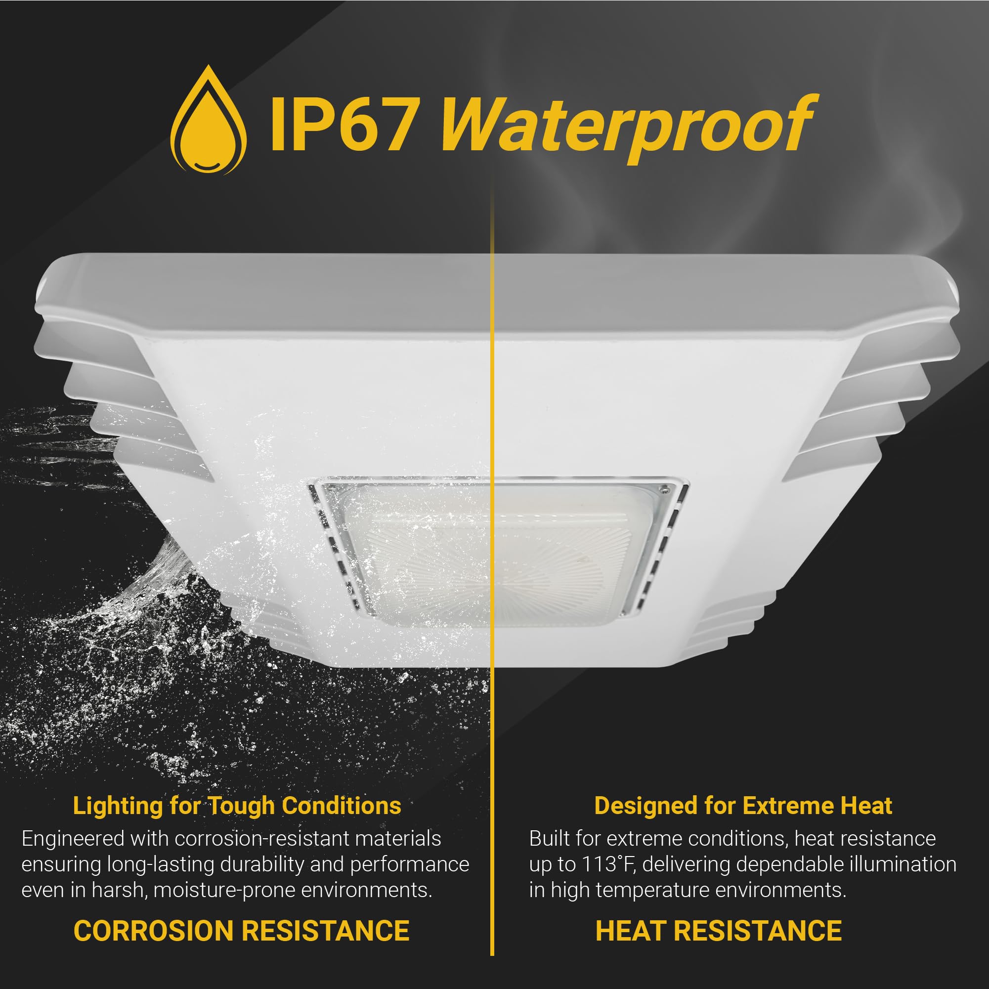 NUWATT LED Canopy Lights Outdoor 150W Waterproof LED Gas Station Light, 2CCT Selectable 4000K/5000K, 21250LM, Dimmable, 120-277V, IP67 Rated, LED Parking Garage Lights or Lights for Carport, 2 Pack