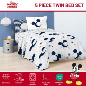 Jay Franco Disney Mickey Mouse Twin Comforter Set - 5 Piece Bedding Includes Sheet Set & Pillow Covers - Super Soft Cozy Celestial Bedding