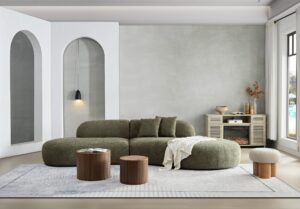 letbask 135.4" curved sectional sofa,oversized modular chaise longue,6-seat boucle fabric couch with pillows for living room,apartment,office (green+right-facing)