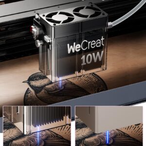 WECREAT Vista 10W Laser Engraver with 9-in 1 Rotary, Compact Diode Desktop Laser Engraving Machine with Smart HD Camera for Beginners DIY Hobbyist Wood Leather Acrylic Metal Jewelry Gifts Making