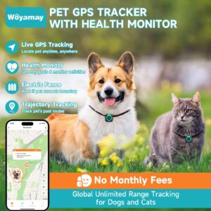 GPS Tracker for Dogs and Cats with Health Monitor and GPS Dog Fence, Eye Wipes for Pet, No Monthly Fee, Mini GPS Pet Tracker, 200 Count Cat Dog Eye Wipes Tear Stain Remover, Presoaked Eye & Face Wipes