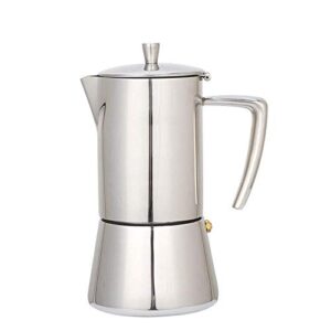 vbncuuiopo 300ml 6-cup stainless steel stovetop moka espresso maker percolator moka pot wide bottom home hand coffee tea pot kettle for gas electric and ceramic stovetops tea making