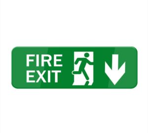 fzqdmt fire exit sign for house (with strong adhesive tape), 3" x 10" premium durable for home & office,acrylic signs for front door/wall/window, clear and easy to read