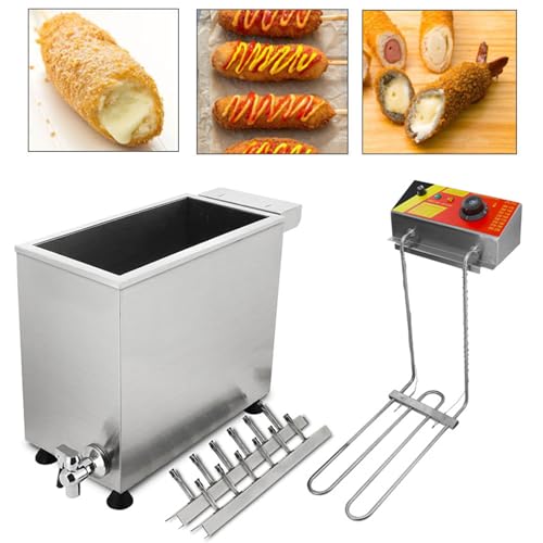 YXCUSAM Commercial Electric Fryer, 25L Cheese Hot Dog Stick Machine Sausage Grill Stove, 3000W Sausage Frying Equipment,for Kitchen