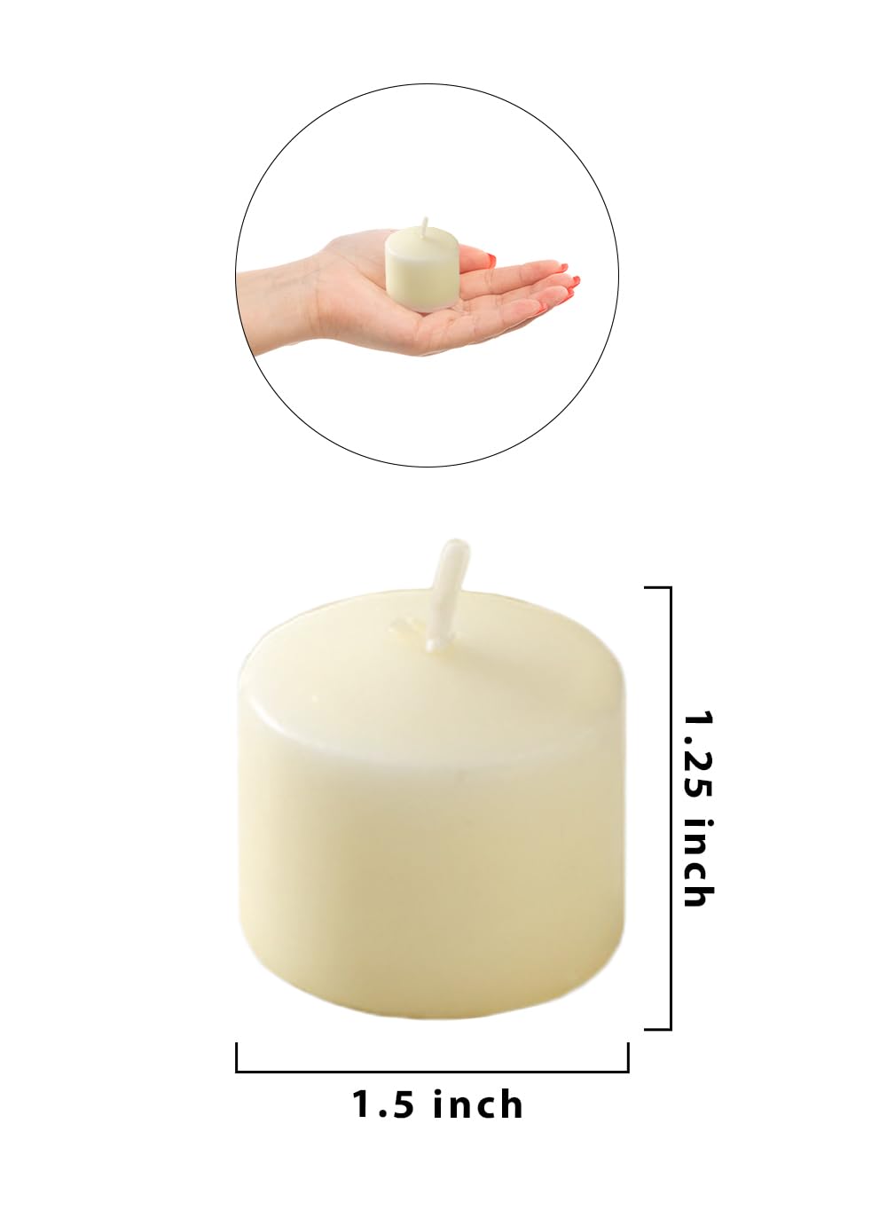 Serene Spaces Living 10-Hour Ivory Votive Candle, Unscented, Long-Burning Tea Light Candles for Weddings, Parties, Events, Restaurants & Bars, Set of 36