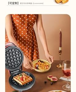 Mini Waffle Maker, 3 Colors - Teal, Pink, Red, Compact Breakfast Sandwich Maker (粉色)