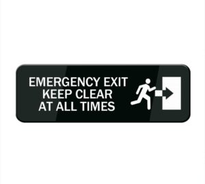 emergency exit keep clear at all times sign, self adhesive sign for door or wall 10 x 3 inch quick and easy installation premium acrylic design for your home office/business