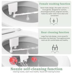 Bidet Attachment for Toilet, Non Electric Bidet Toilet Seat Attachment with Dual Nozzle, Adjustable Toilet Bidet Attachment for Sanitary and Feminine Wash, Toilet Bidet Attachment