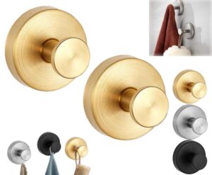 suction cup hooks for shower, strong suction cup hooks, no drill stainless steel vacuum suction cup hooks for shower, mirror, bathroom, hanging towels, suction cup hooks (2, gold)