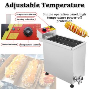 YXCUSAM Cheese Hot Dog Stick Machine Stainless Steel,Temperature Adjustable,Automatic Corn Dog Deep Fryer for Home Kitchen