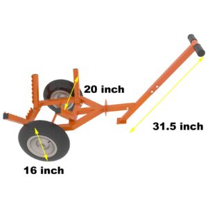 Log Dolly with Load Binder & Chain, Upgraded Heavy Duty Log Skidding Arch with 16" Tires for ATV, Steel Log Holder Mover Dollies for Diameter 20", Durable Log Skidder for Wood Transport