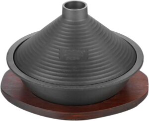 mnbvh cast iron moroccan tagine pot with tray, non-stick tagine with conical lid induction compatible gas stove kitchen essential(size:26)