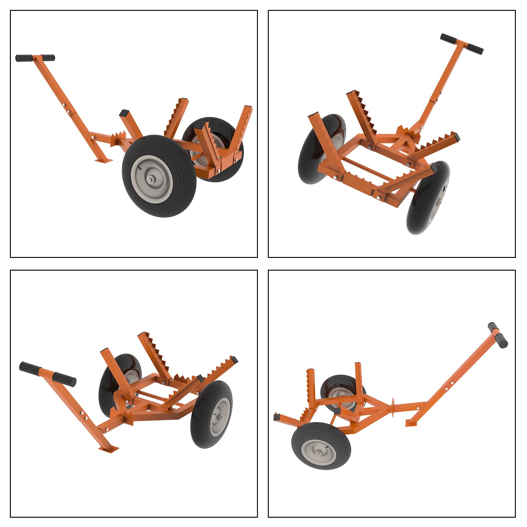 Log Dolly with Load Binder & Chain, Upgraded Heavy Duty Log Skidding Arch with 16" Tires for ATV, Steel Log Holder Mover Dollies for Diameter 20", Durable Log Skidder for Wood Transport