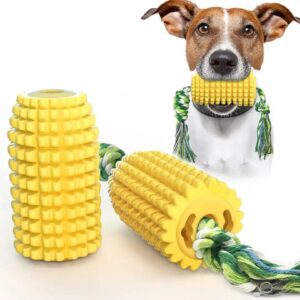 dog chew toys for aggressive chewers, non-squeak puppy toothbrush & interactive corn toy for teeth cleaning, durable for medium & large breeds