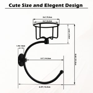 Hand Towel Holder, Matt Black Hand Towel Ring for Bathroom Wall Mounted, Heavy Duty Towel Hook with Candle Holder for Bathroom Wall Decoration