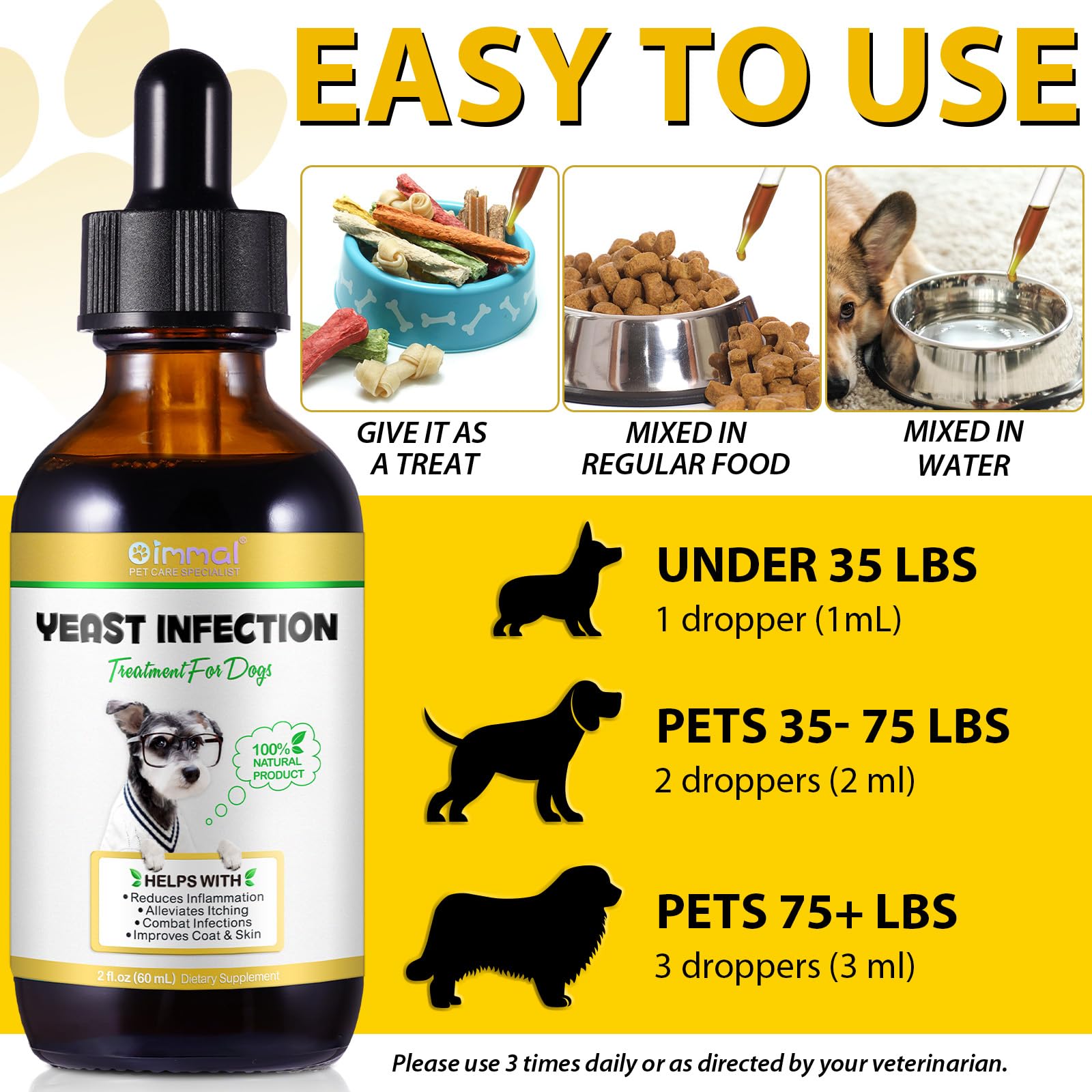 Natural Yeast Infection Treatment for Dogs - Supports Healthy Itch Relief & Inflammation - Dog Ear Infection Treatment & Allergy Relief - Itch Relief for Dogs, Dog Ear Treatment for Infections-2 fl oz