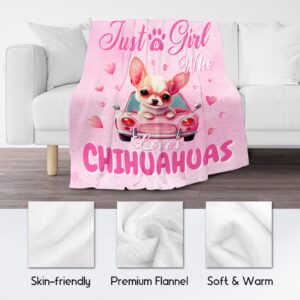 UNIKITTY Chihuahua Blanket Gifts, Chihuahua Throw Blanket for Dog Lovers, 50"x60" Pink Blanket for Girls Dog Print Gifts, Kids Blankets for Bed Couch, Fleece Throw Blanket Girls Room Decor