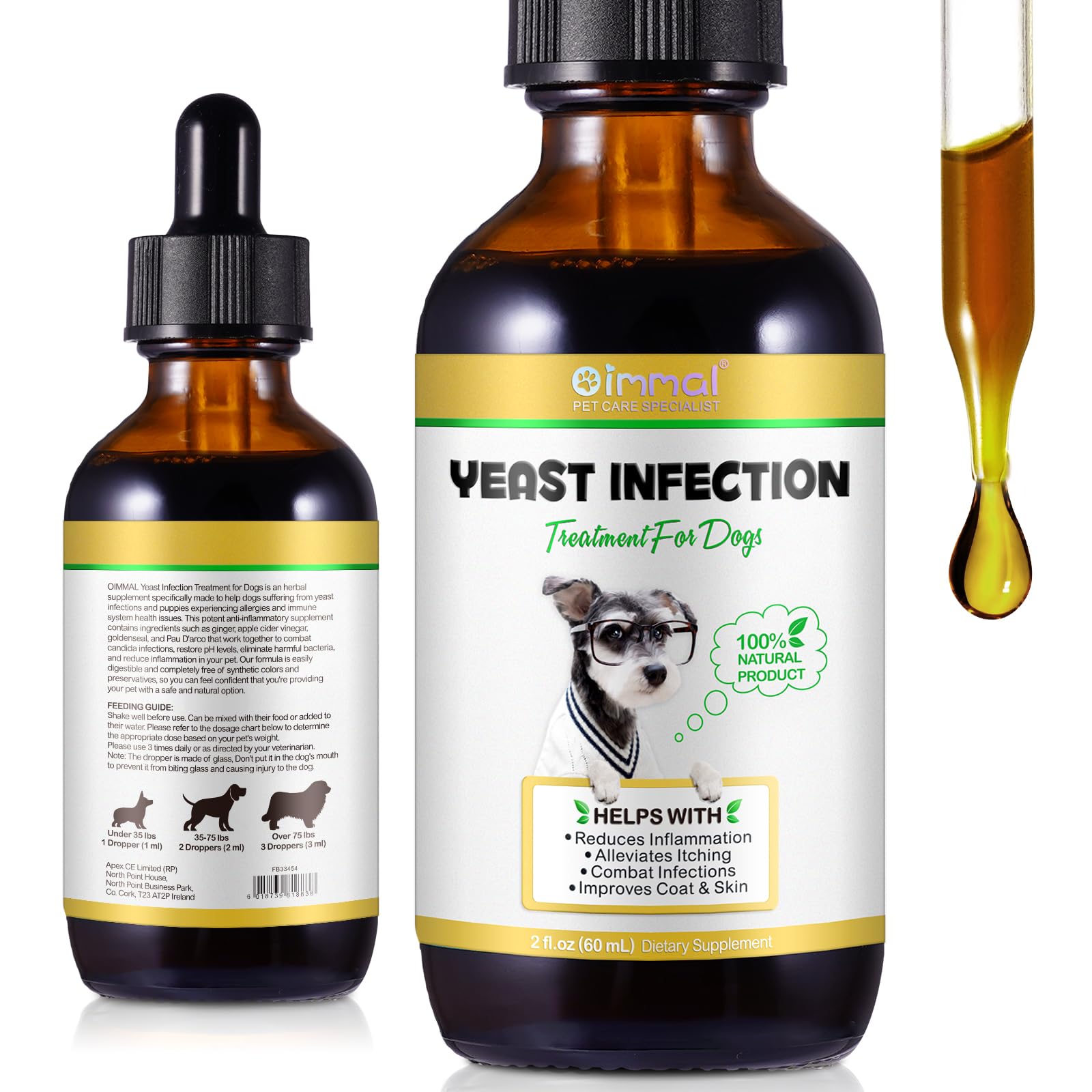 Natural Yeast Infection Treatment for Dogs - Supports Healthy Itch Relief & Inflammation - Dog Ear Infection Treatment & Allergy Relief - Itch Relief for Dogs, Dog Ear Treatment for Infections-2 fl oz