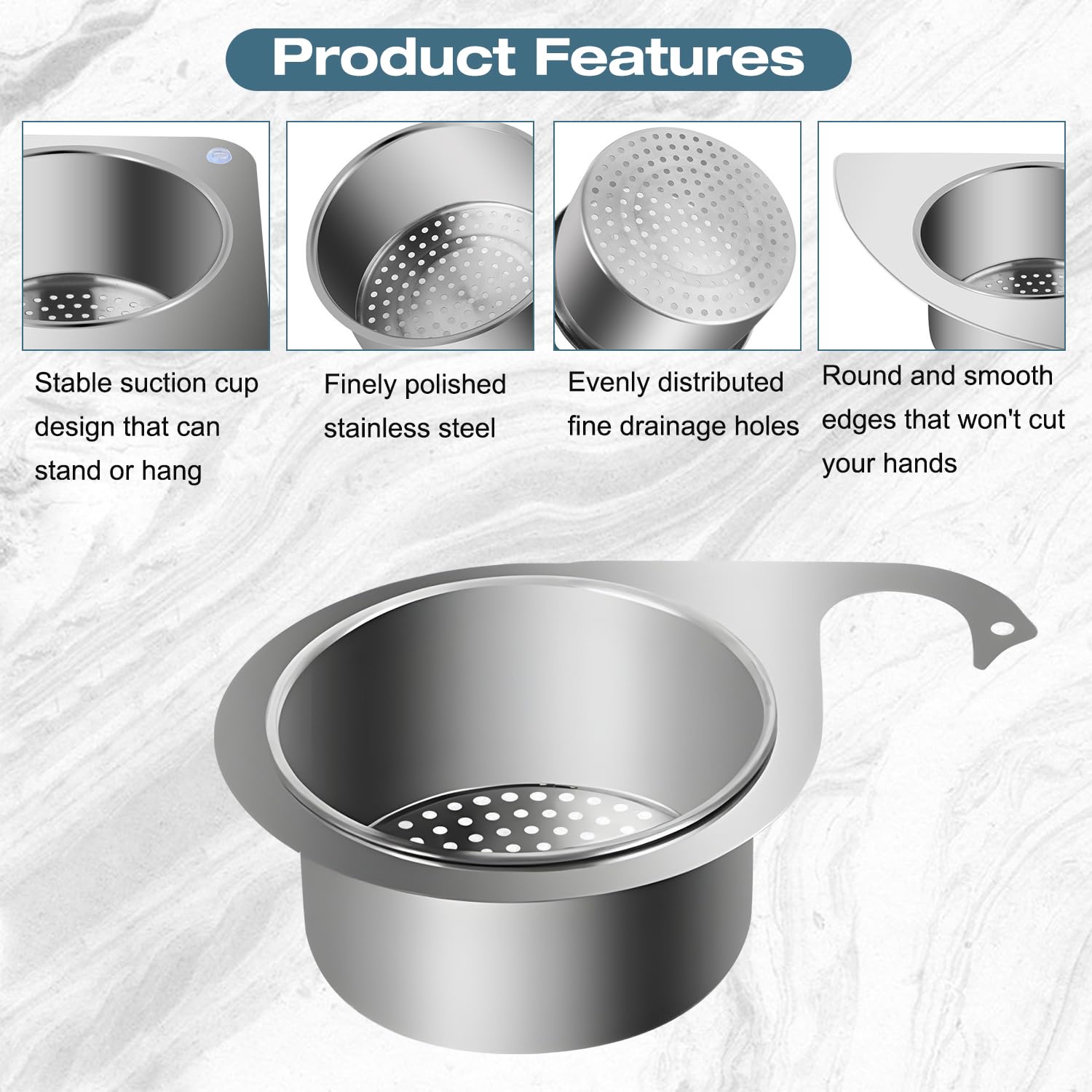 Stainless Steel Swan Sink Strainer Basket, Multifunction Hanging Sink Strainer Colander Drain Basket, Kitchen Sink Drain Strainer Faucet Hanging Filter Basket,Kitchen Sink Food Waste Filter (1pcs)