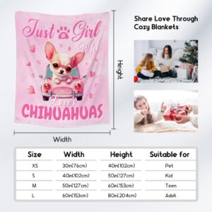 UNIKITTY Chihuahua Blanket Gifts, Chihuahua Throw Blanket for Dog Lovers, 50"x60" Pink Blanket for Girls Dog Print Gifts, Kids Blankets for Bed Couch, Fleece Throw Blanket Girls Room Decor