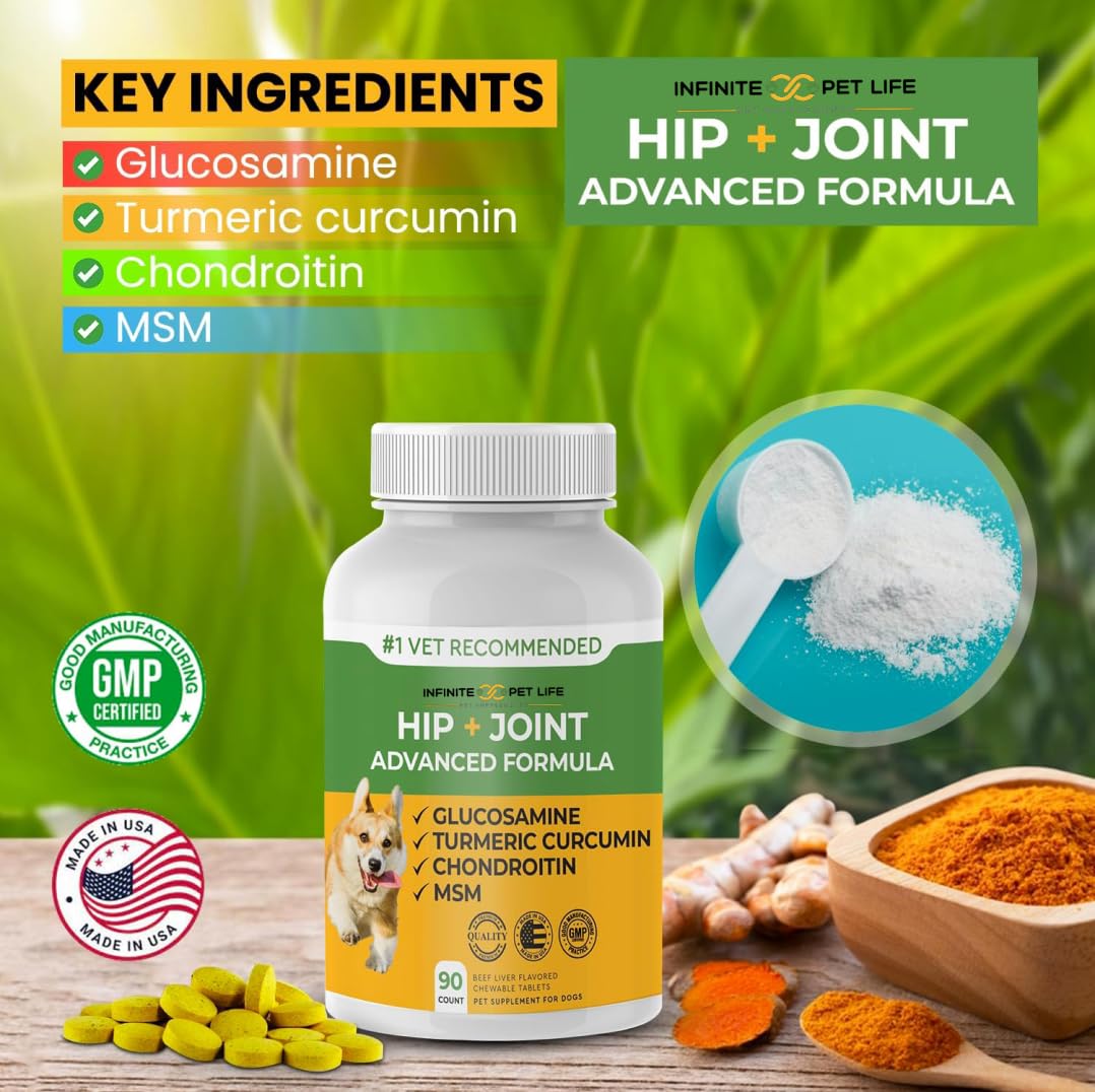 Advanced Hip and Joint Supplement for Dogs Large Breed - Glucosamine for Dogs Mobility & Pain Relief - Chondroitin, MSM & Turmeric | Bundle Pack(Chewable Tablets + Powder)