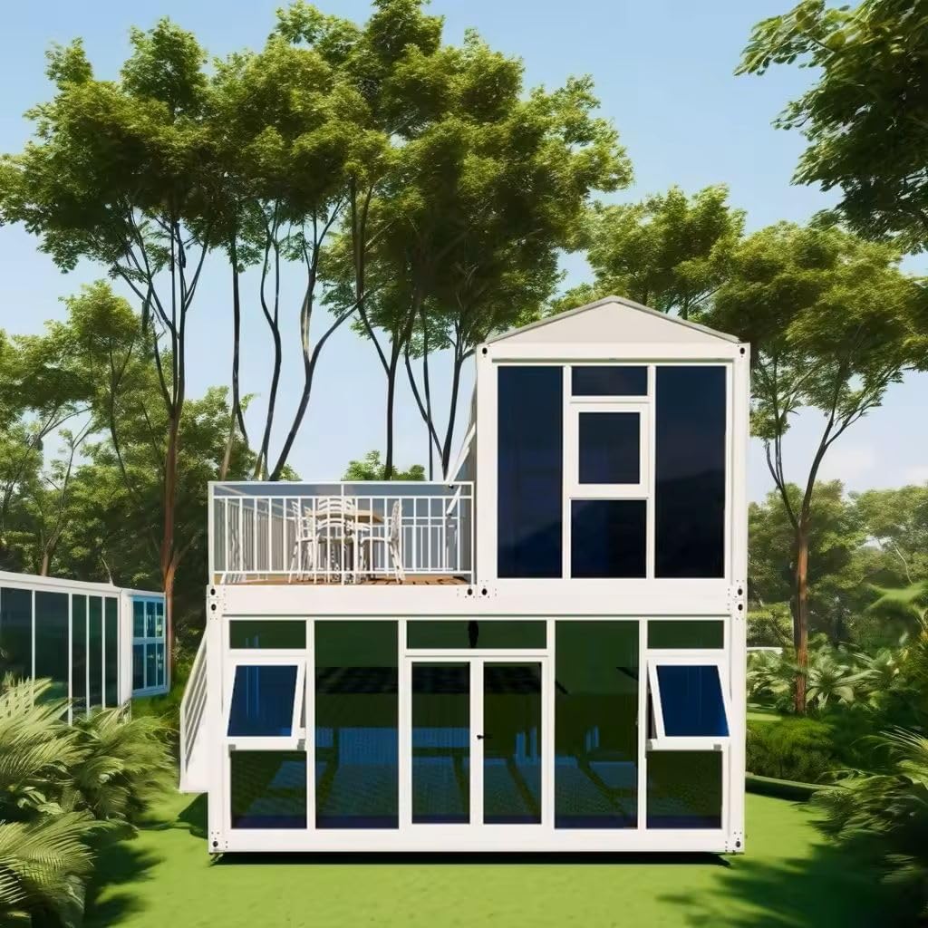 S.E.Q Double Story Fully Equipped prefab Expandable Container House 20ft, Luxury Home Stairs Included 4-6 Rooms 1 Kitchen,1 Bathroom Free Bed Set