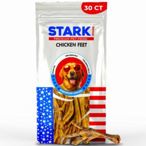 stark sticks chicken feet dog treats, (pack of 30), dog chews & snacks, dehydrated chicken feet - small, medium, large dogs, fully digestible, joint support, single ingredient