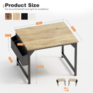 Shahoo 32 inch Computer Desk Modern Simple Style Woodern Table with Storage Bag and Hook for Home, Office, Study, Writing, Nature