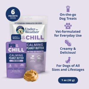 Under the Weather Pet PB & CHILL Dog Peanut Butter Dog Treats | Vet-Formulated 100% Natural and Tasty Calming Treats for Dogs | Promotes Calmness and Relieves Anxiety for Dogs | 1 Oz - Pack of 6