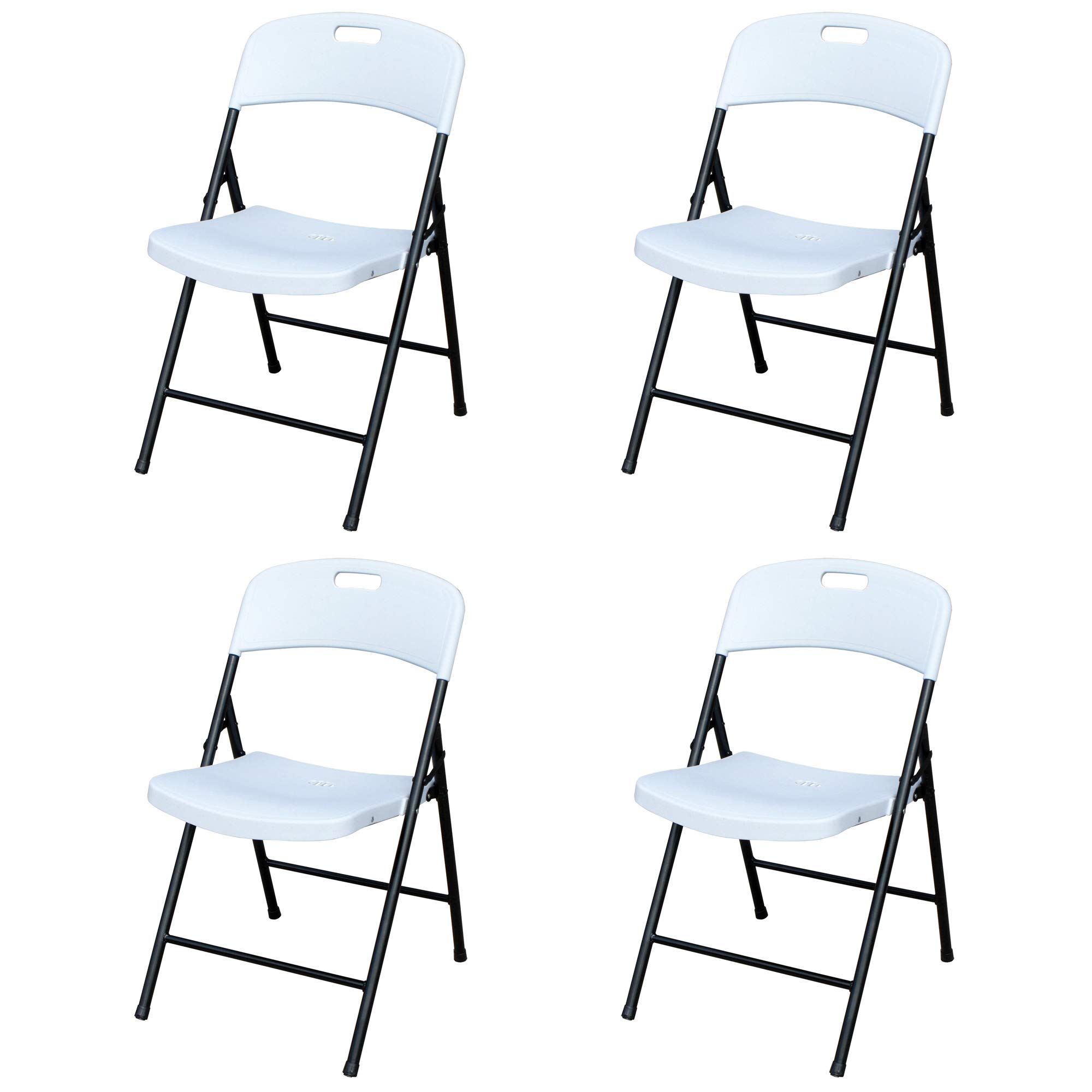 Peakform Fully Assembled Durable Ergonomic Lightweight Plastic Foldable Chair with Metal Frame for Indoor or Outdoor Use, 4 Pack, White