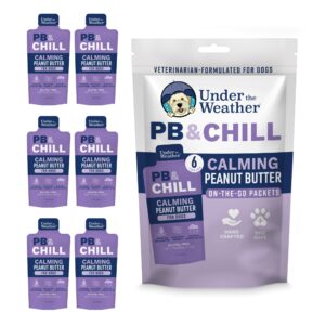 under the weather pet pb & chill dog peanut butter dog treats | vet-formulated 100% natural and tasty calming treats for dogs | promotes calmness and relieves anxiety for dogs | 1 oz - pack of 6