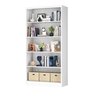 lyaosdfu metal bookcase, 14" deep bookshelf, 66" tall bookcases with adjustable shelves, 5 shelf bookcase, industrial bookshelves and bookcases for living room, office, library. white book shelf.