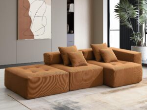 105''l-shape modular sectional sofa couch - comfy upholstered cloud couch for living room,modern minimalist couches for living room,free combination deep seat corner couch (brown,corduroy)