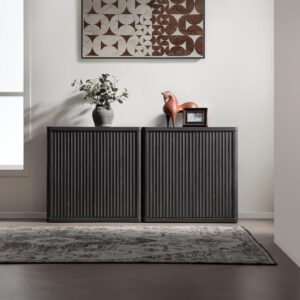 sicotas buffet cabinet with storage sideboard accent modern credenza with doors & shelves fluted media console wood mid century coffee bar table for living room kitchen dining room hallway (dark grey)