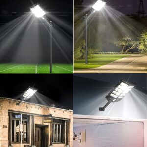 Ofuray 4600W and 7500W Solar Street Light Outdoor Waterproof,Solar Parking Lot Lights Commercial Dusk to Dawn, 6500k IP67 Street Led with Remote Control for Street,Court,Barn