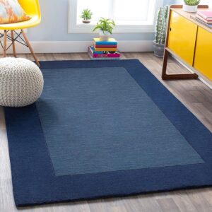 soft plain handmade woolen carpets for living room anti slip thick carpet collection for drawing room blue color size 3x5 feet