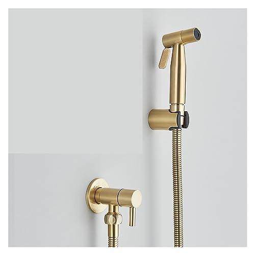 Black Single Cold Water Toilet Bidet Sprayer Faucet Bathroom Stainless Steel 304 Nickel Shower Bidet Wall Mount Ladies Cleaner(Brushed Gold)