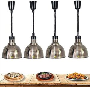 linkanruo commercial food heat lamp warmer to keep the food fresh and delicious for buffet, ideal for steak, pizza and chicken, professional freestanding heating light,4pack lamps