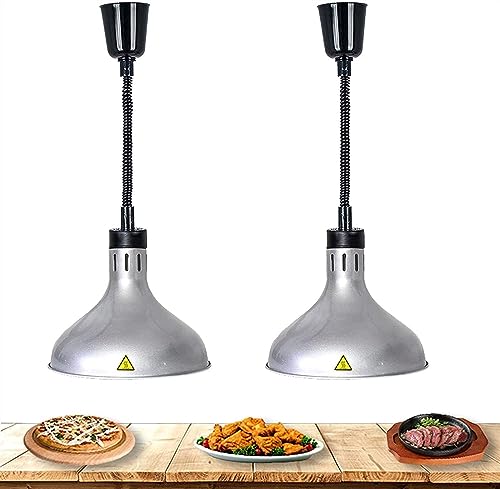 LINKANRUO Heating Lamp 2 Pack - Buffet Retractable Heat Lamp for Parties, Catering and Food Service - Keep Food Warm with Food Heat Lamp, Ideal Restaurant Supplies Lamps(A)