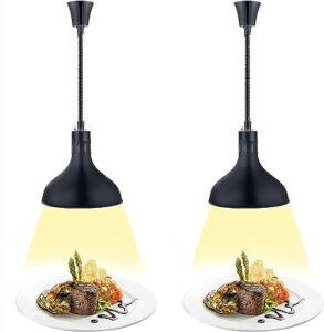 linkanruo food heating lamp, hanging 250w heating lamp warmer for buffet food restaurant hotel commercial catering equipment, height adjustable, keep food warm for a long, 2pcs lamps