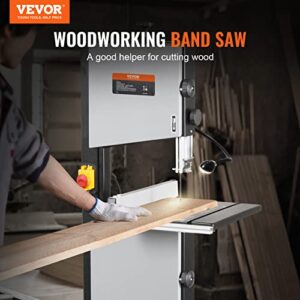 VEVOR Benchtop Band Saw, 10-Inch, Dual-Speed (560 & 1100 RPM), 370W 1/2HP Motor, Includes Metal Stand, Work Light, Fence, and Miter Gauge for Wood, Aluminum, Plastic Crafting