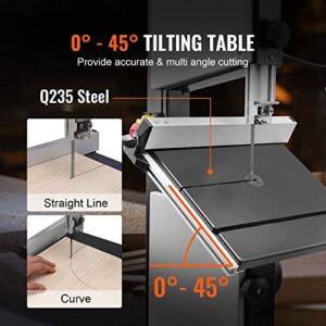 VEVOR Benchtop Band Saw, 10-Inch, Dual-Speed (560 & 1100 RPM), 370W 1/2HP Motor, Includes Metal Stand, Work Light, Fence, and Miter Gauge for Wood, Aluminum, Plastic Crafting